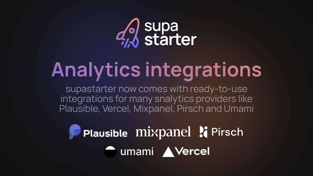 Integrate analytics for your SaaS | supastarter - Ship your SaaS in days Integrate analytics for your SaaS | supastarter - Ship your SaaS in days